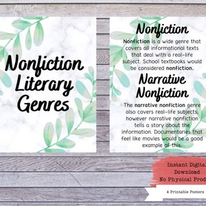 Nonfiction Literary Genres Printable Poster Set, Literary Posters ...
