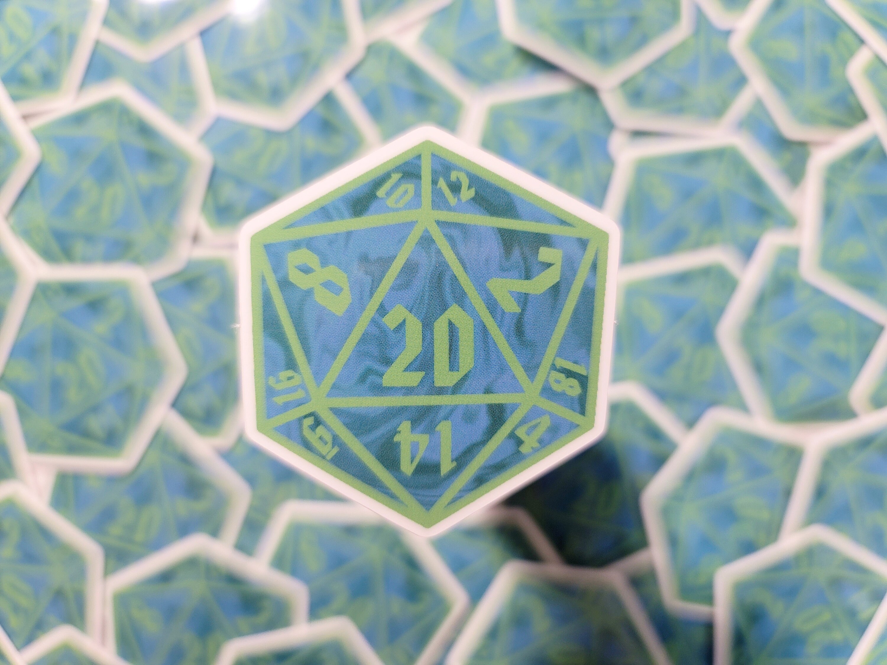 D20 Sticker D20 Green Dice Sticker RPG Stickers RPG Dice | Etsy