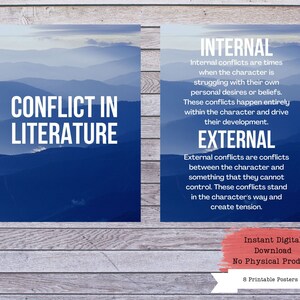 Conflict in Literature Printable Poster Set, Literary Posters ...