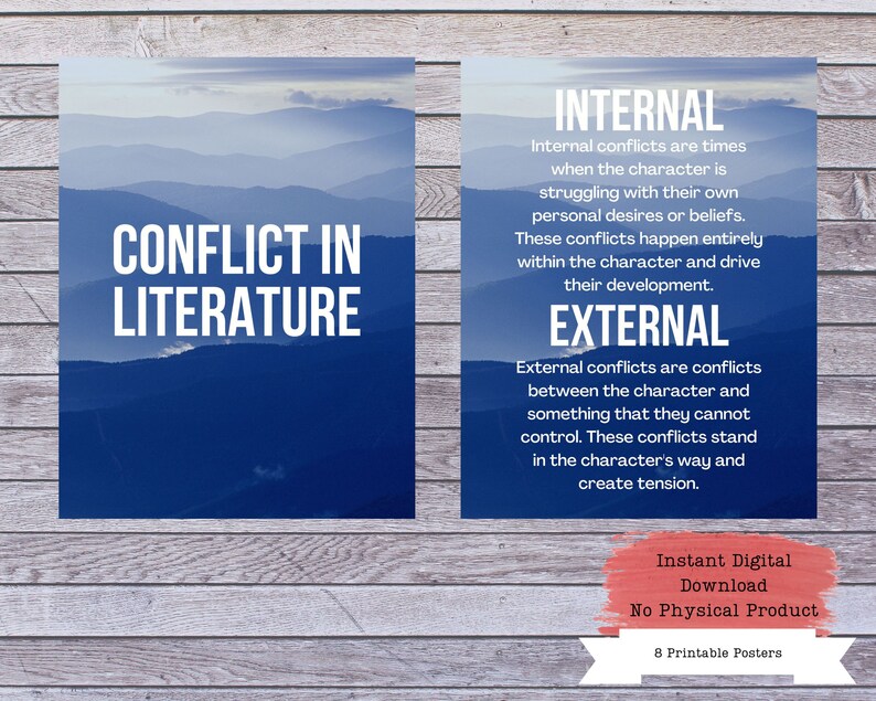 Conflict in Literature Printable Poster Set Literary Posters - Etsy