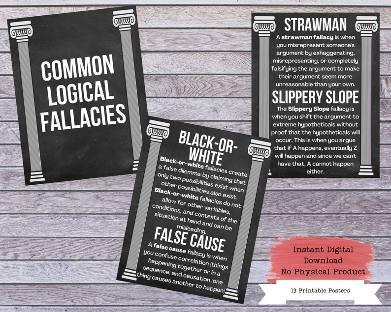 Logical Fallacies Printable Poster Set Fallacies Posters - Etsy