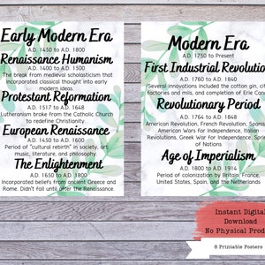 Historical Eras Printable Posters, History Timeline, World History ...