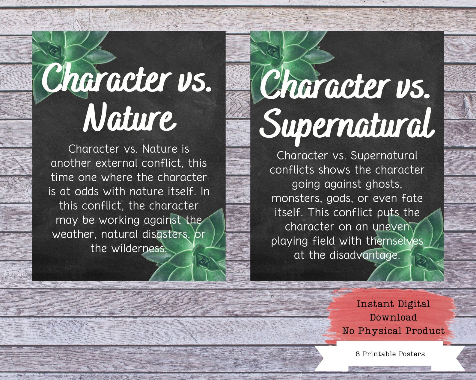 Conflict in Literature Printable Poster Set, Literary Posters ...