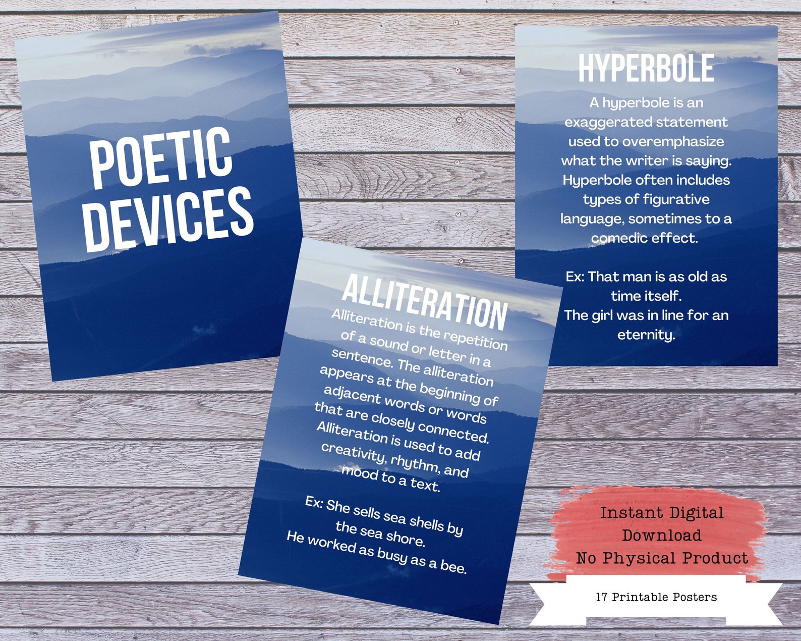 Poetry Printable Poster Set Literary Devices Literature - Etsy