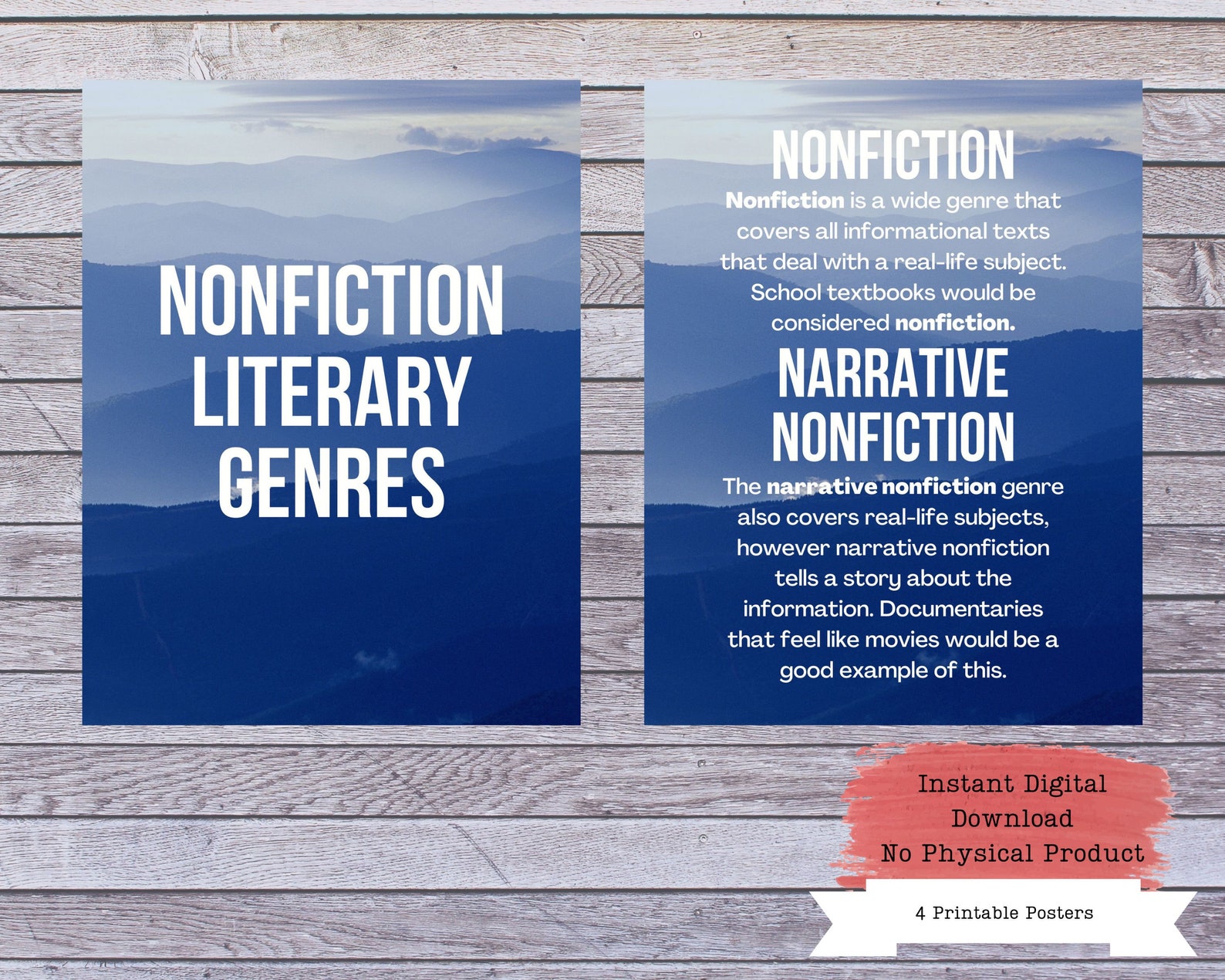 Nonfiction Literary Genres Printable Poster Set Literary - Etsy