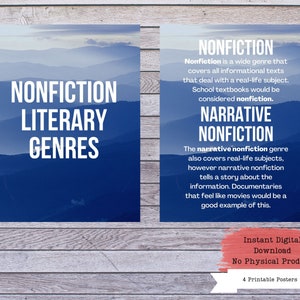 Nonfiction Literary Genres Printable Poster Set, Literary Posters ...