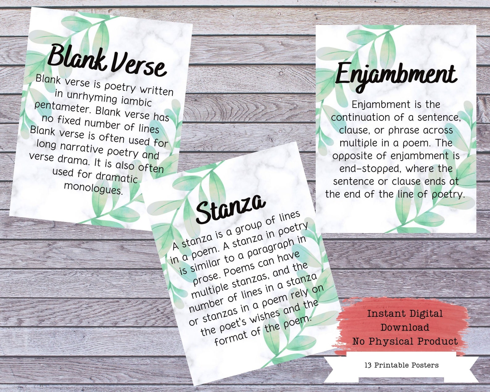 Poetry Terms Printable Poster Set Literary Devices - Etsy