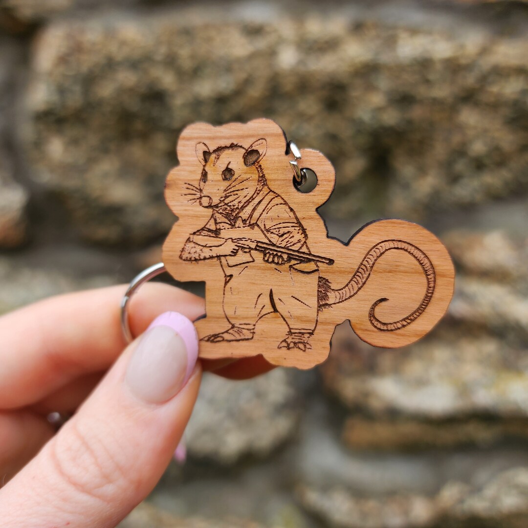 Commando Trash Panda Keychain, Raccoon Art, Raccoon Keychain, Raccoon ...