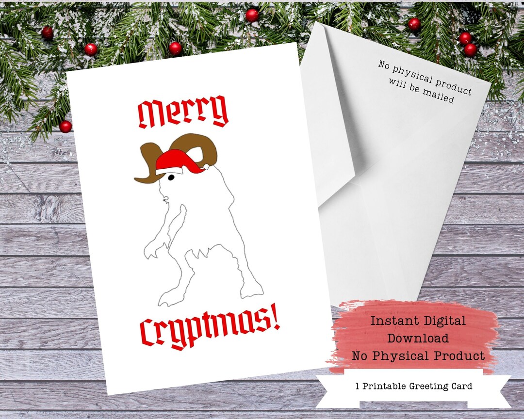 Sheepsquatch, Cryptid Cards, Printable Cards, Cryptid Christmas ...