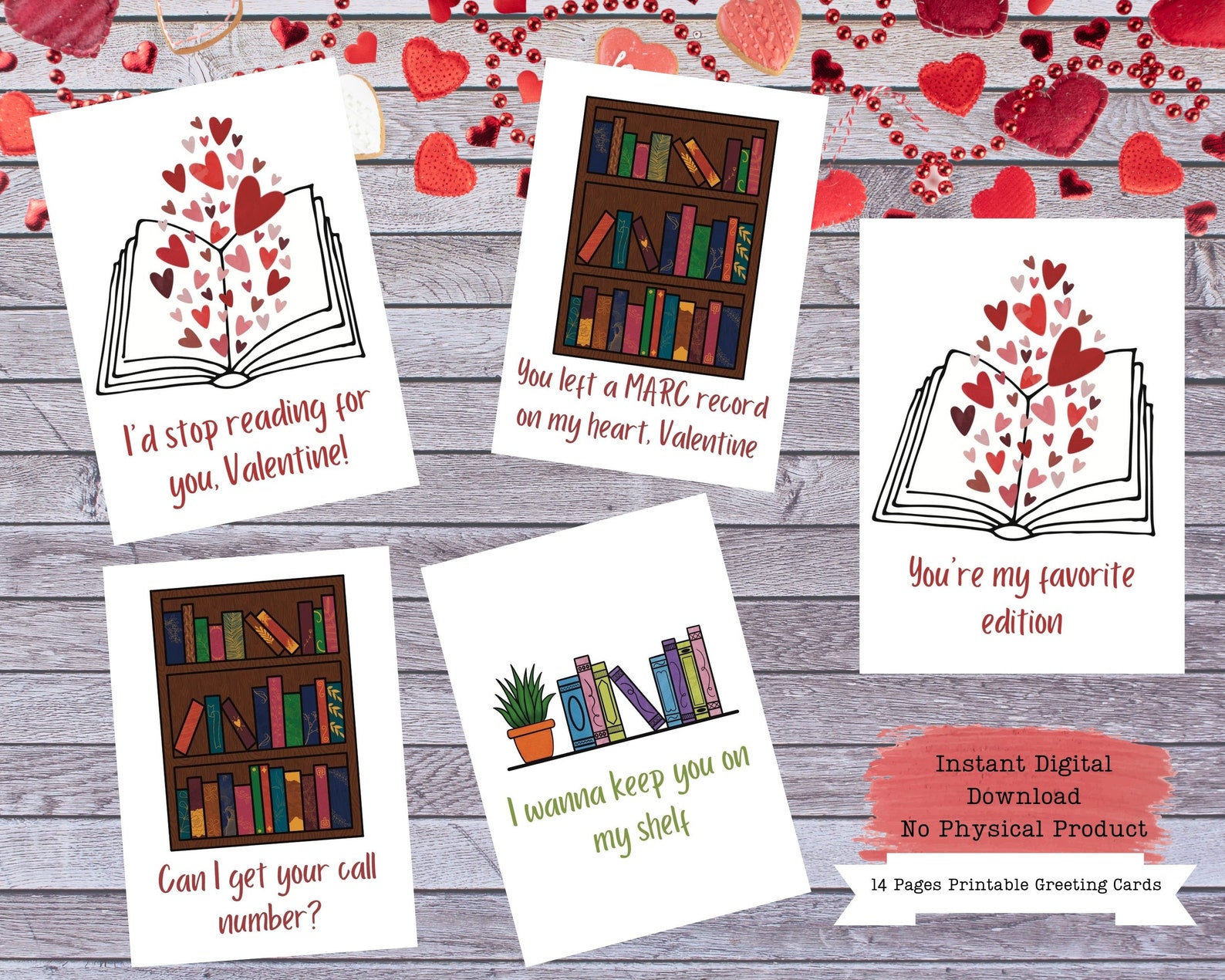 Book Valentine Cards Valentines for Readers Reader Gift - Etsy