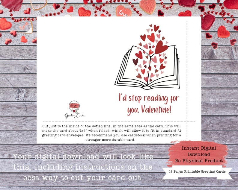 Book Valentine Cards, Valentines for Readers, Reader Gift, Library ...