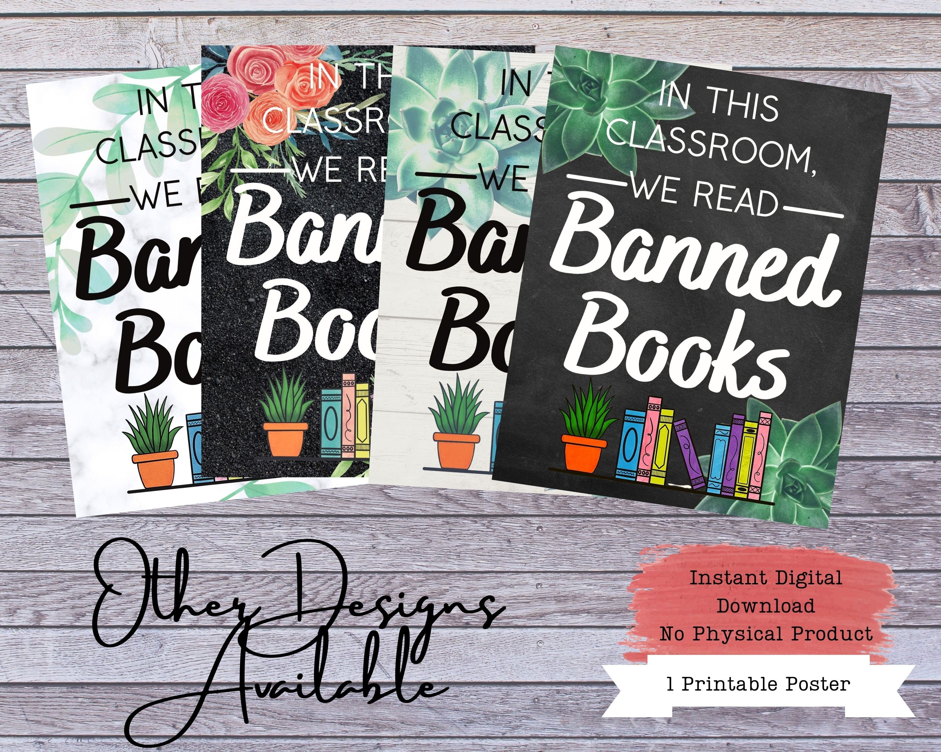 Banned Books Poster Banned Books Art Book Classroom Decor | Etsy