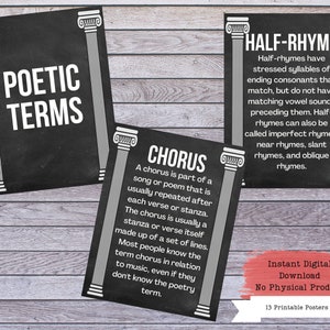 Poetry Terms Printable Poster Set, Literary Devices, Literature Poster ...