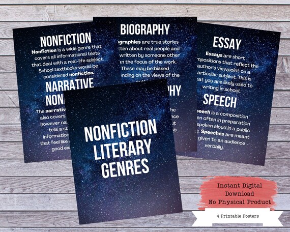 Nonfiction Literary Genres Printable Poster Set Literary - Etsy