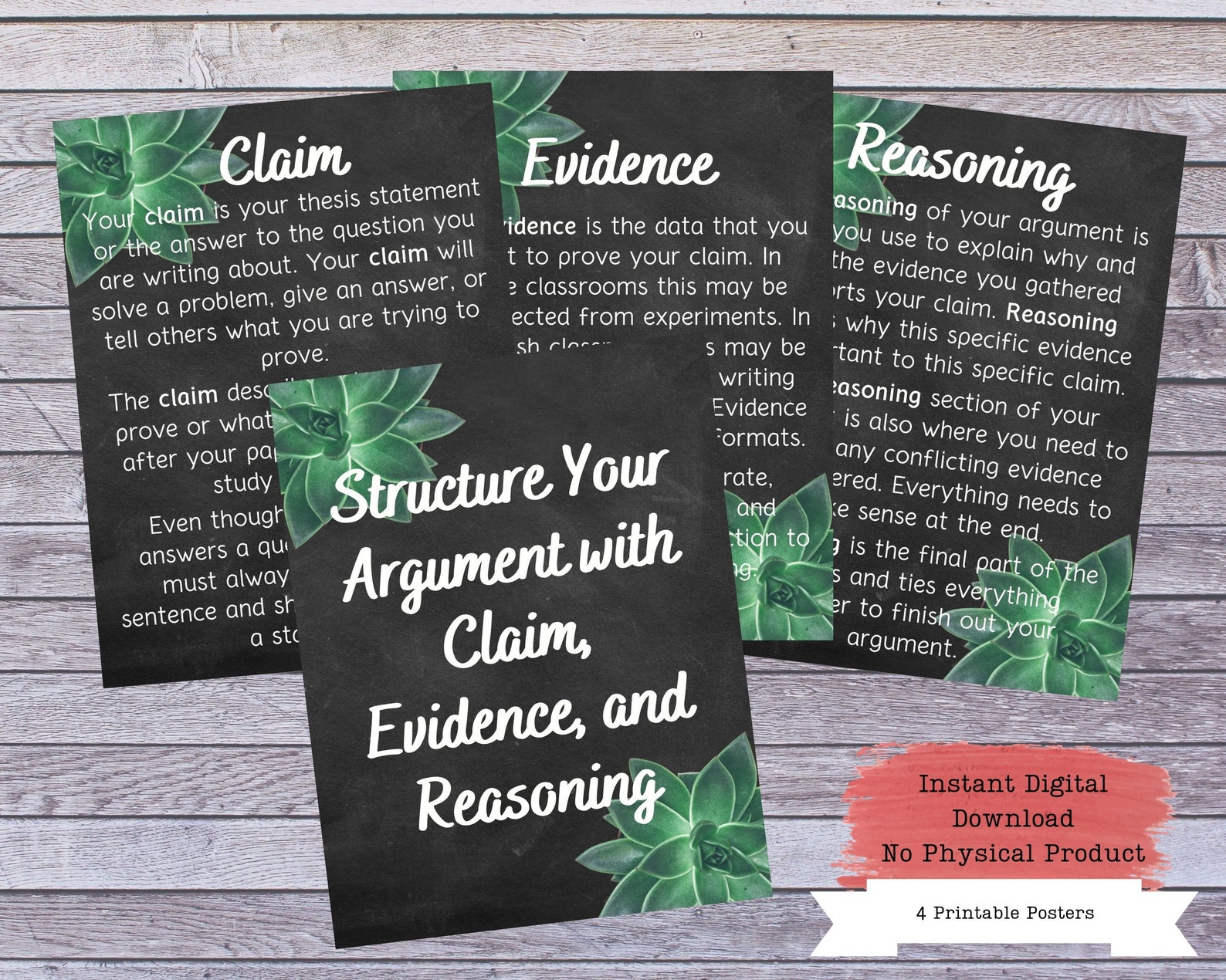 Claim Evidence Reasoning Classroom Posters Essay Writing - Etsy