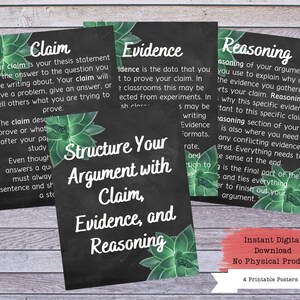 Claim Evidence Reasoning Classroom Posters, Essay Writing Posters ...