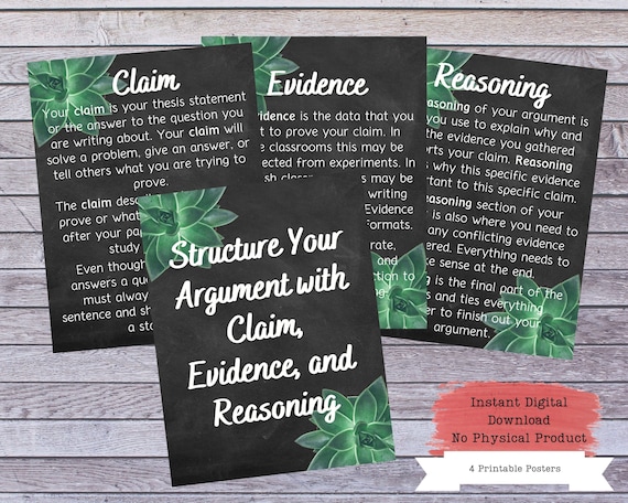 Claim Evidence Reasoning Classroom Posters Essay Writing | Etsy