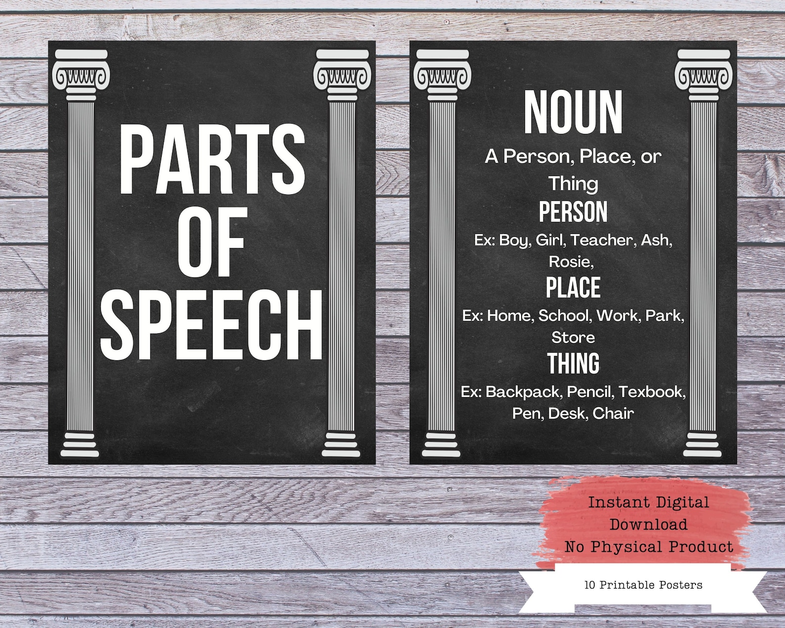 Printable ELA Poster Parts of Speech Chalkboard Poster - Etsy