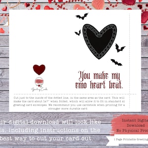 Printable Emo Valentines Day Card, Skull Valentine Card, Skull Card ...
