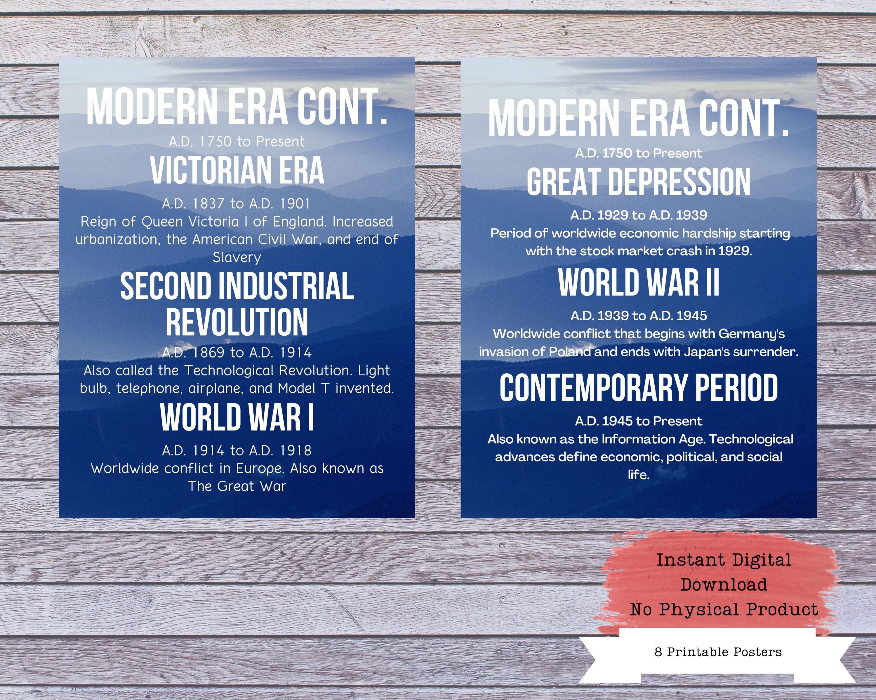 Historical Eras Printable Posters, History Timeline, World History ...