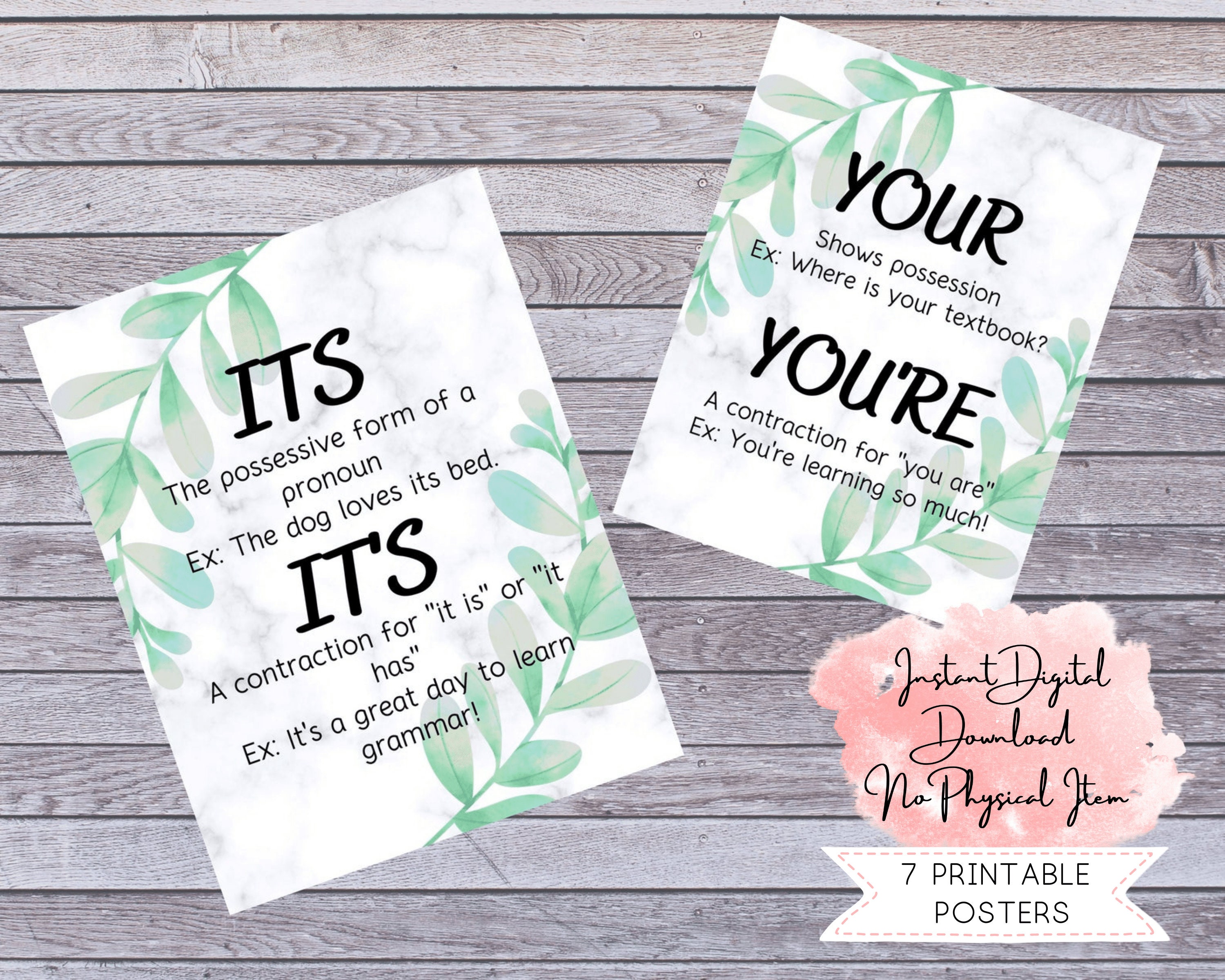 Printable Poster Set, English Posters, Classroom Decor, Grammar Poster ...