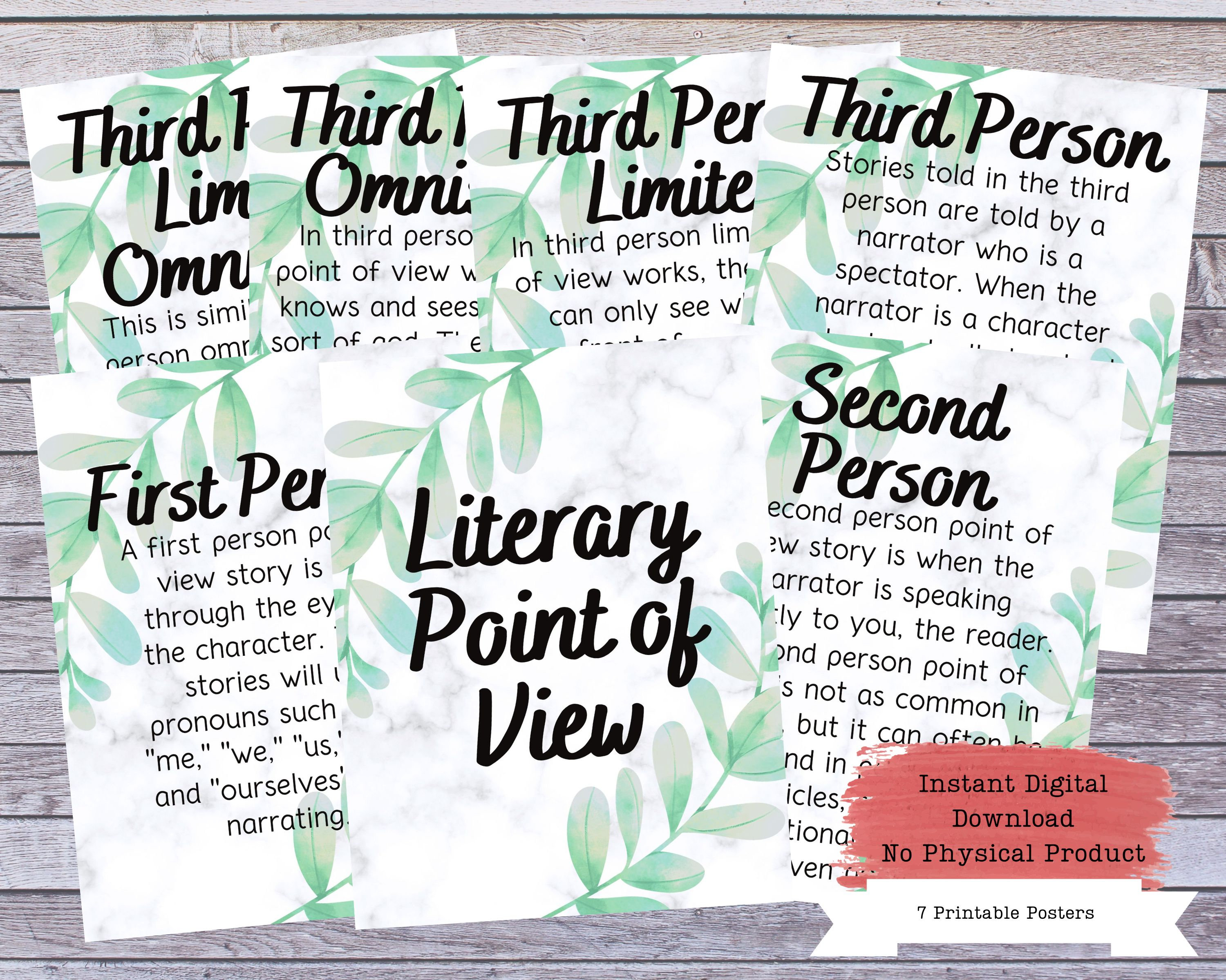 Literary Point of View Printable Poster Set Literature - Etsy