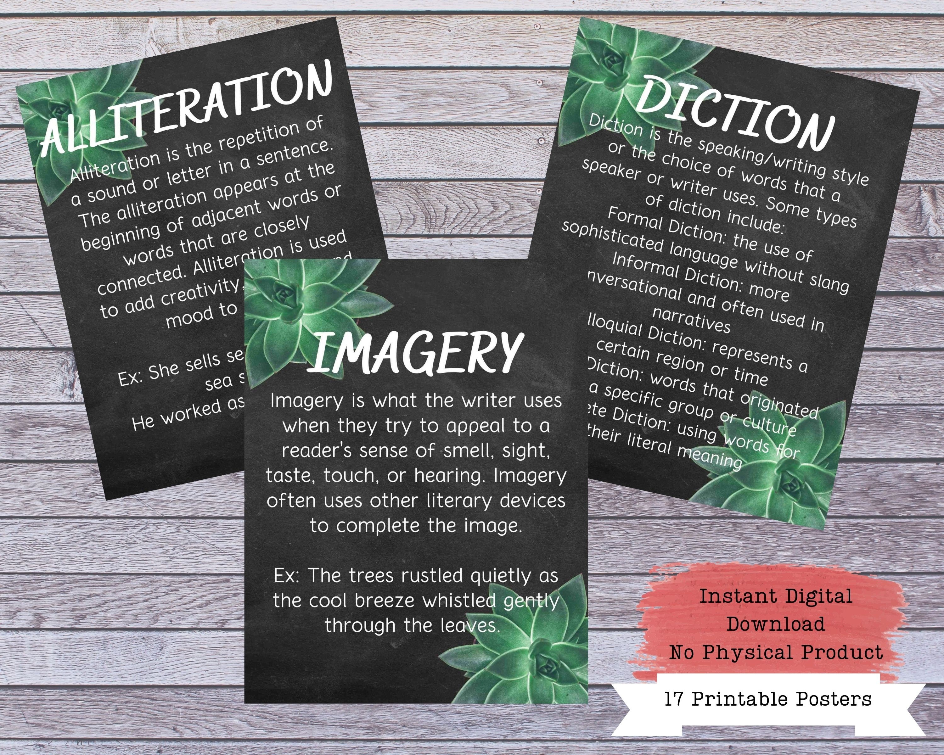 Printable Poster Set Literary Posters Literary Devices | Etsy Canada