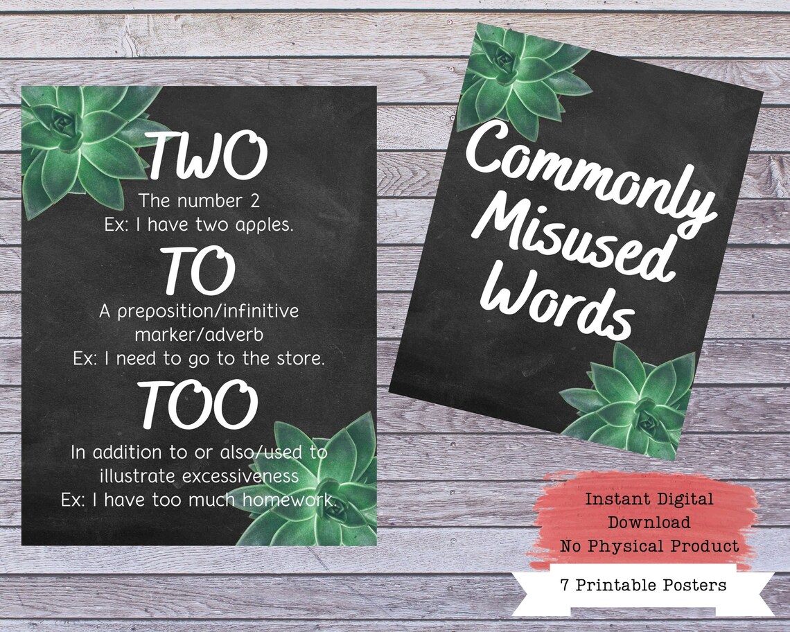 Printable Poster Set, English Posters, Classroom Decor, Grammar Poster ...