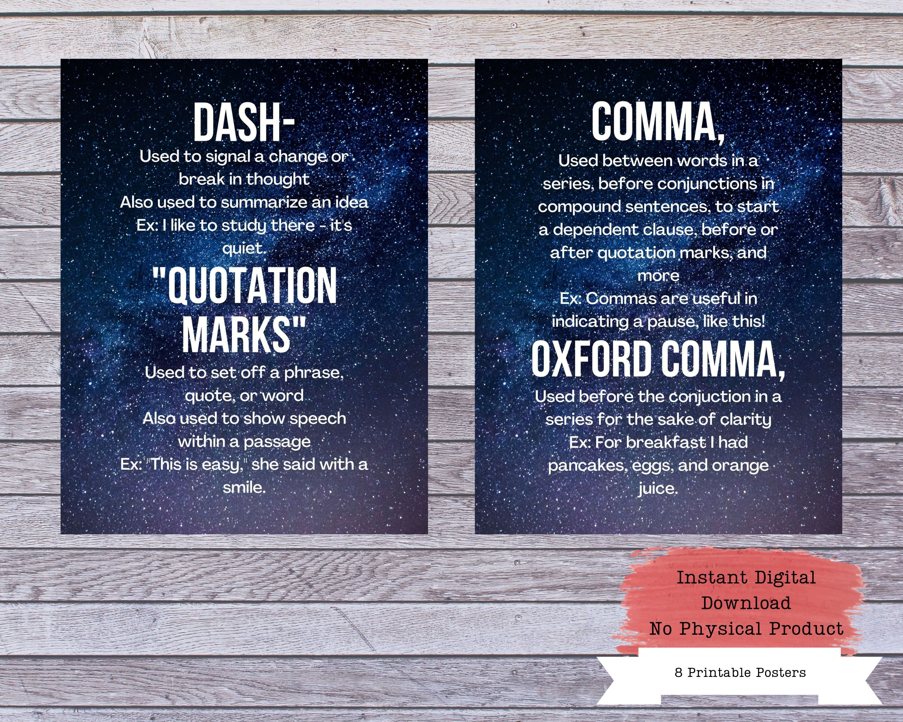 Printable ELA Poster, Punctuation Poster, English Teacher, Classroom ...
