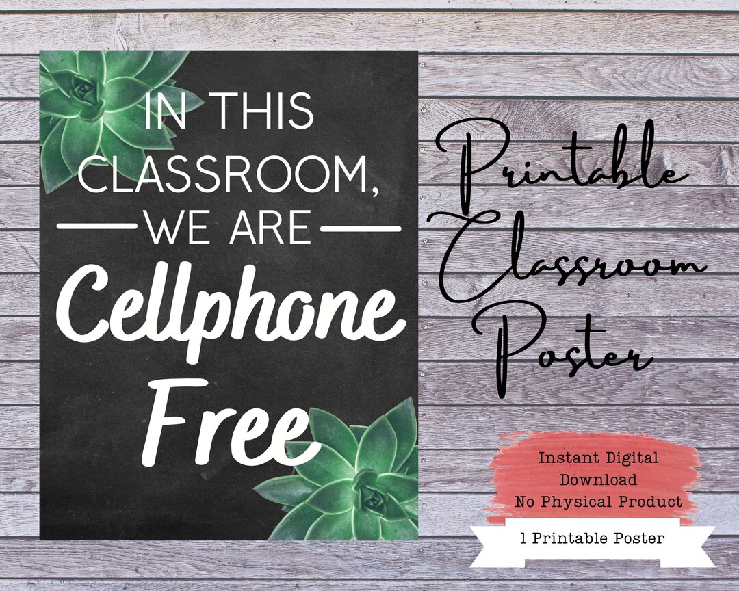 Cellphone Free Classroom Poster, Phone Free Class, No Phones Classroom ...