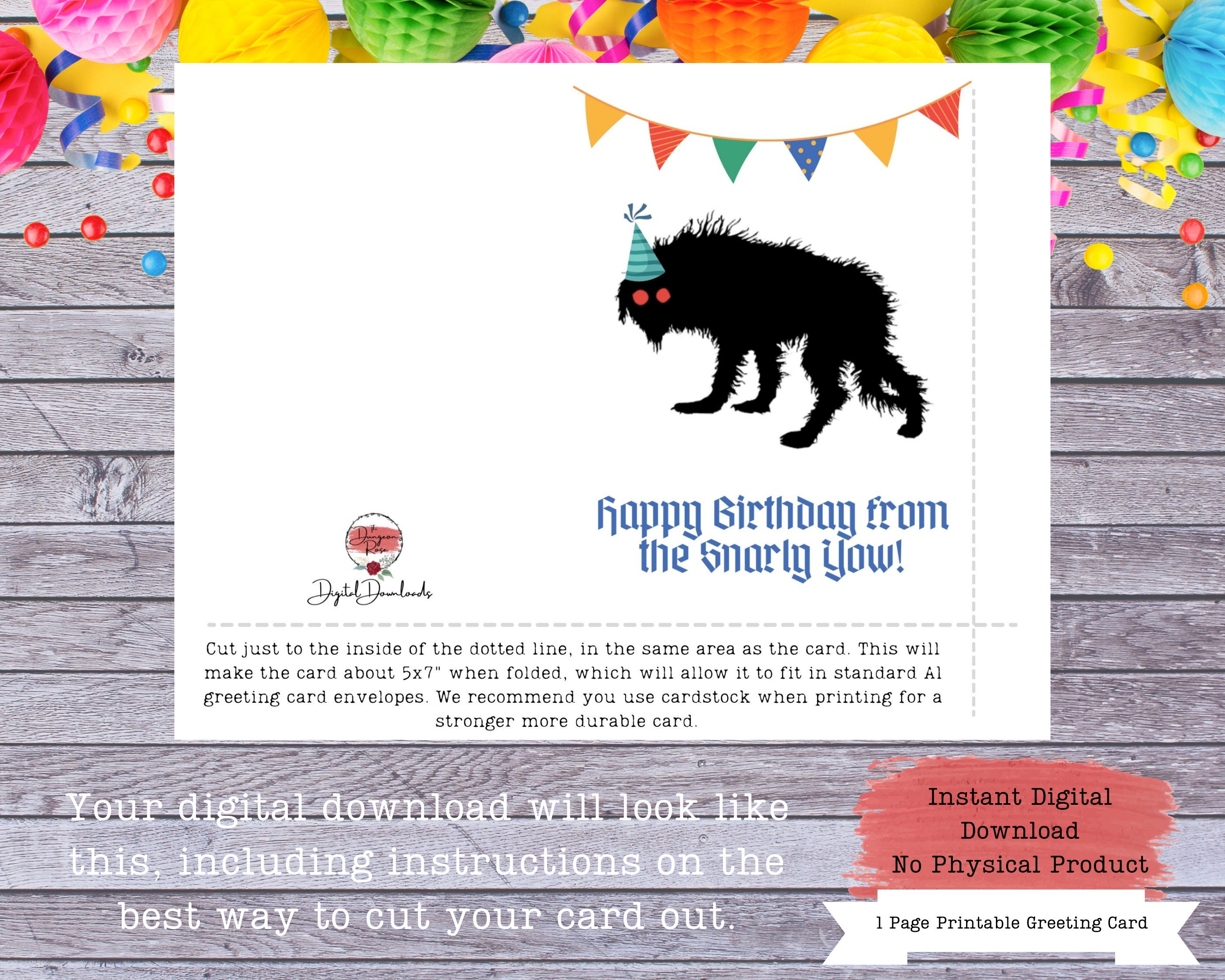 Snarly Yow Printable Cards Cryptid Gift Weird Cards | Etsy