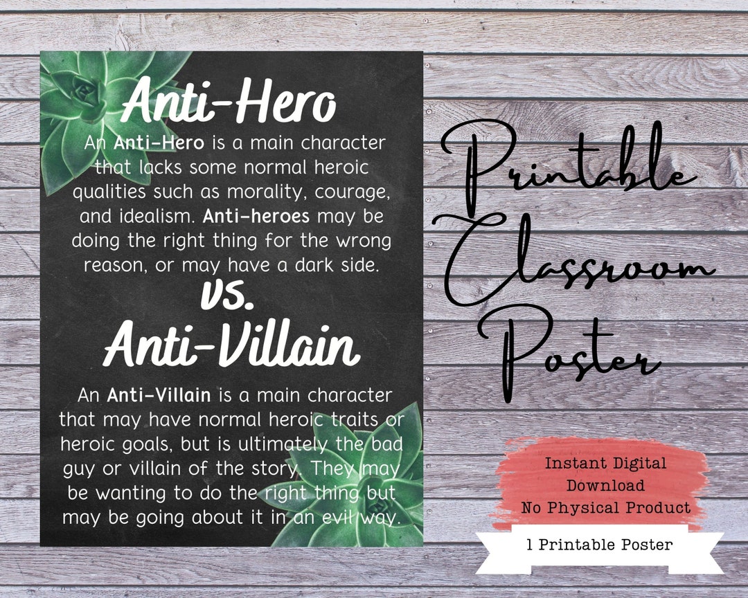 Anti Hero English Classroom Poster, English Teacher, Literature Poster ...