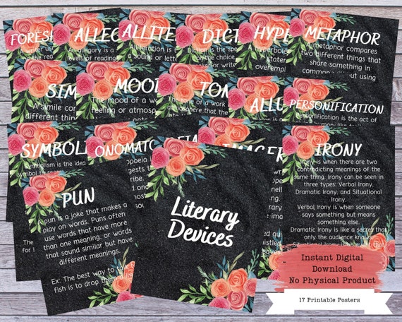Printable Poster Set Literary Posters Literary Devices | Etsy