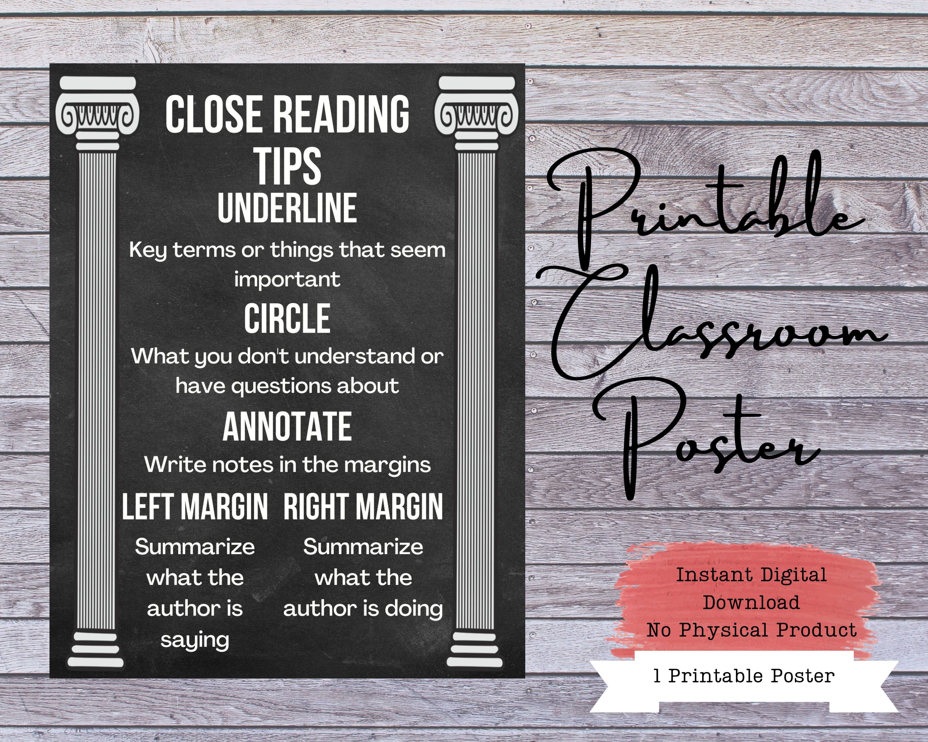 English Classroom Poster, English Teacher, Literature Poster, Reading ...