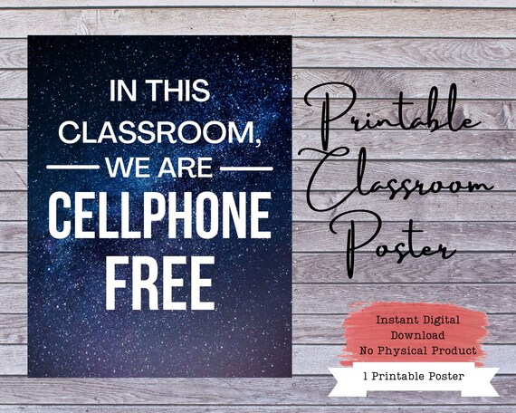 Cellphone Free Classroom Poster Phone Free Class No Phones - Etsy