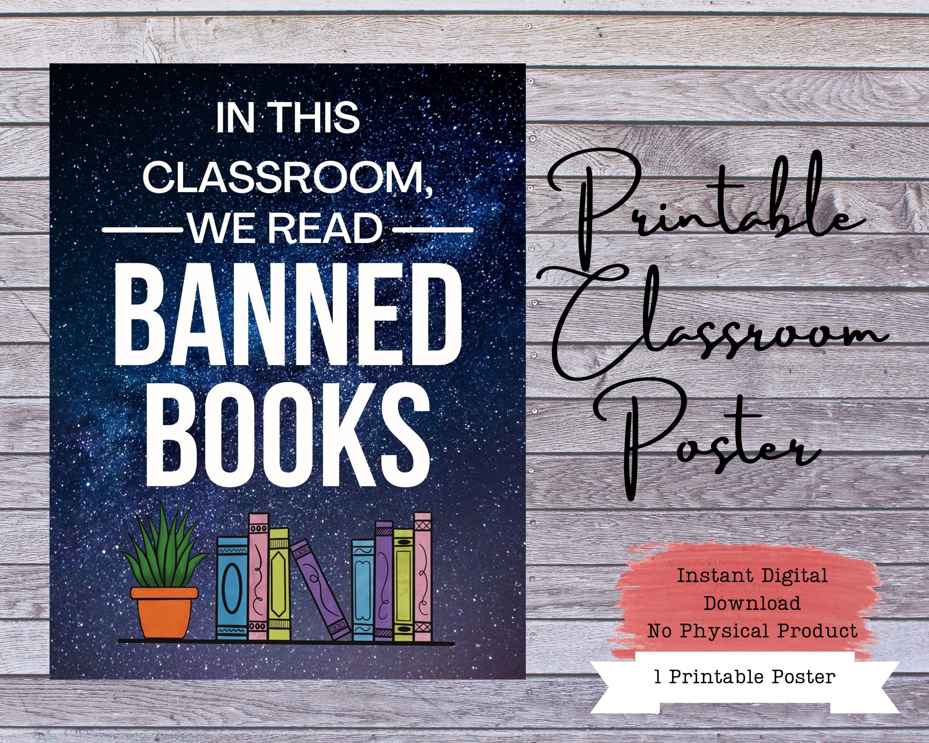 Banned Books Poster Banned Books Art Book Classroom Decor - Etsy