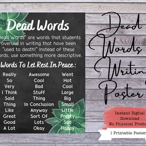 Dead Words in Writing Poster, Essay Writing, Essay Editing, Writing ...