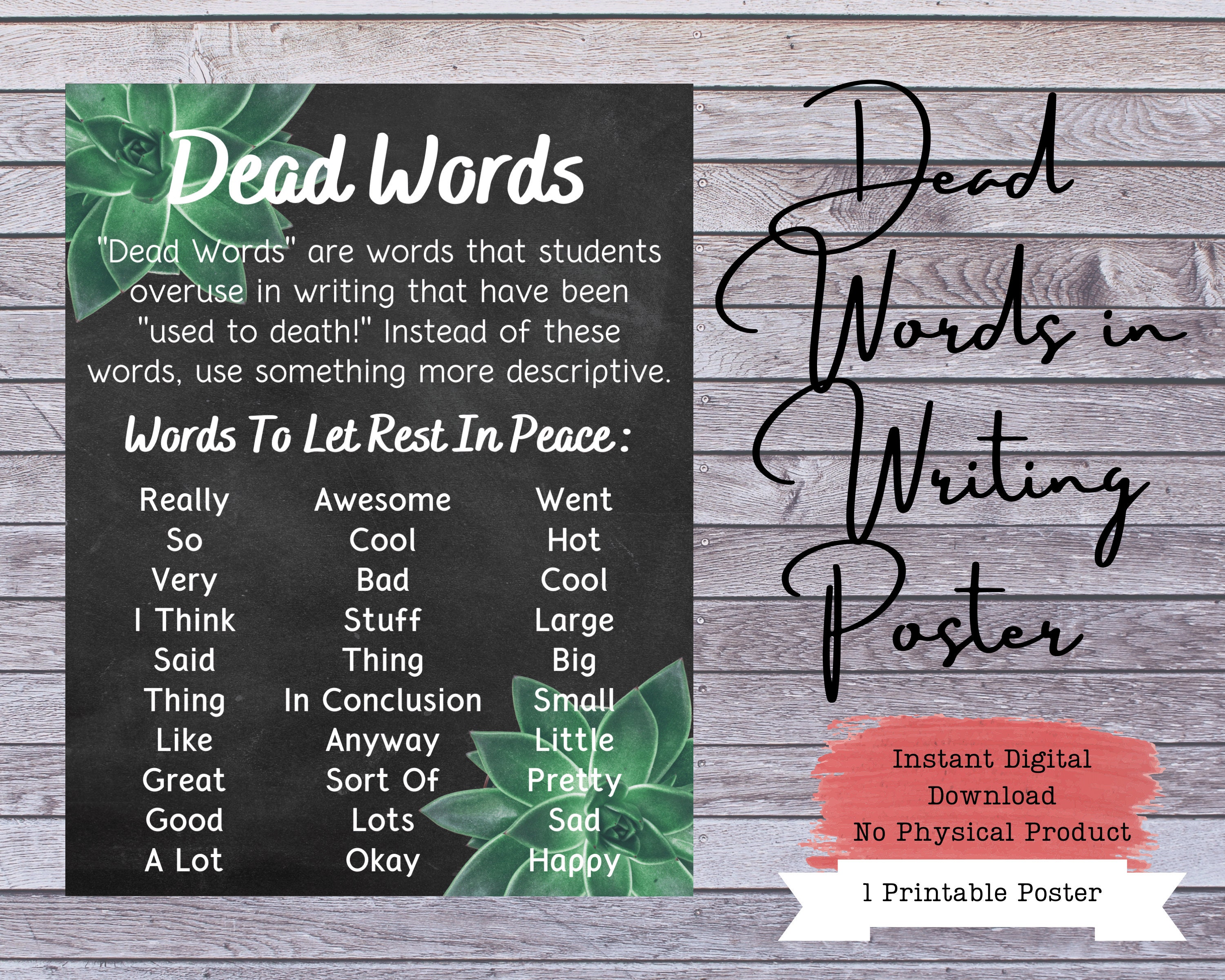 Dead Words in Writing Poster Essay Writing Essay Editing - Etsy