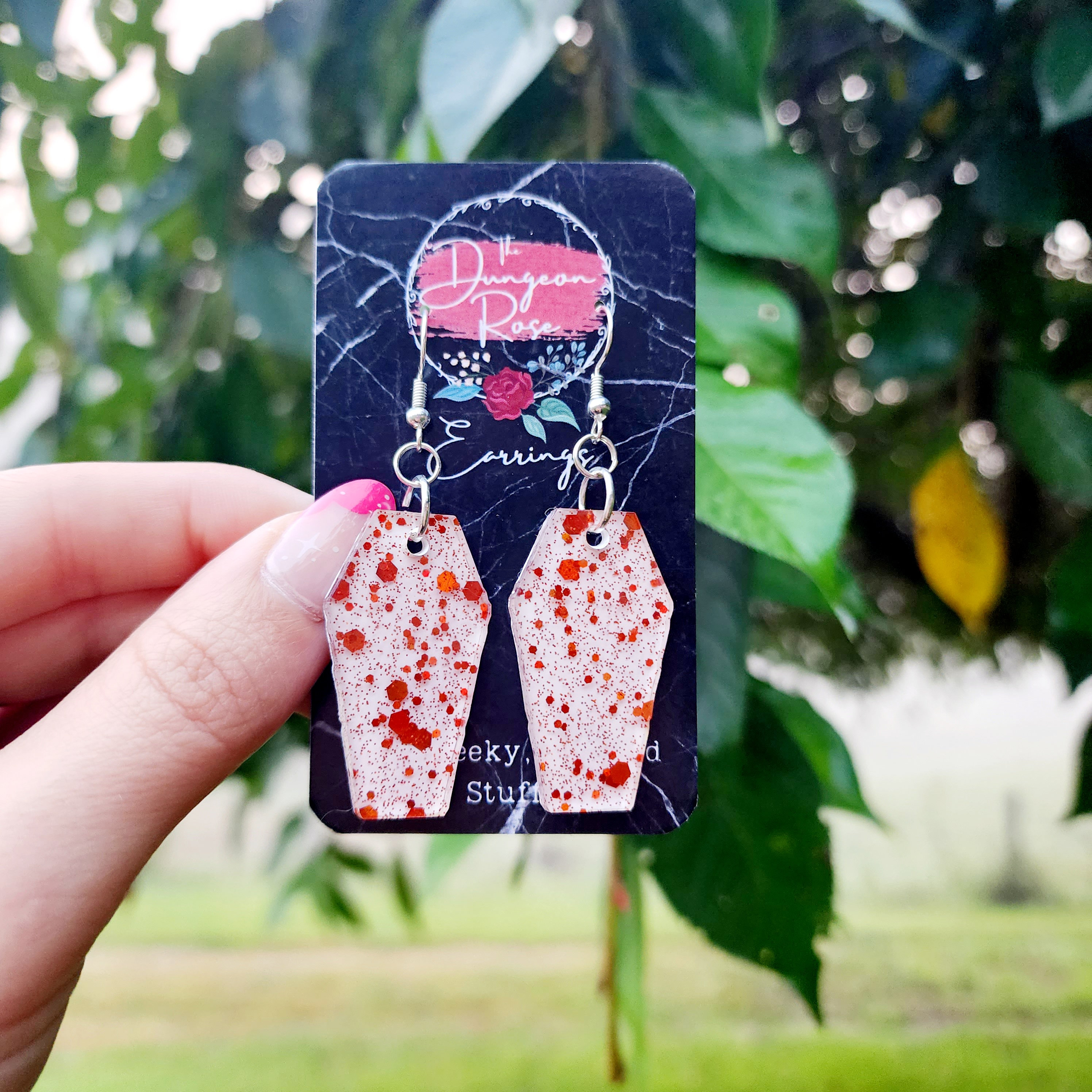Bloody Coffin Dangle Earrings, Funeral Earrings, Goth Stud Earrings ...