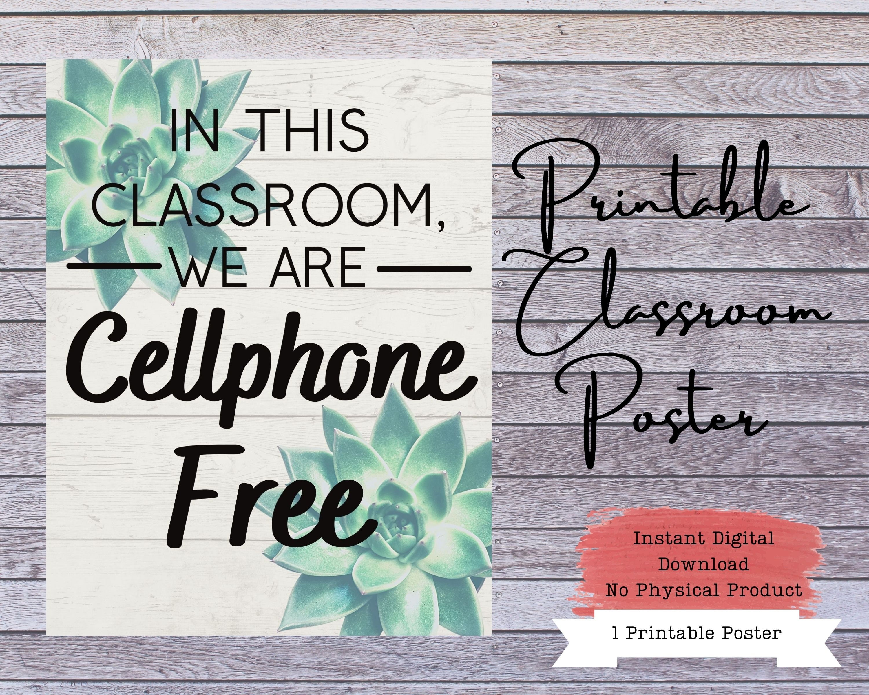 Cellphone Free Classroom Poster, Phone Free Class, No Phones Classroom ...