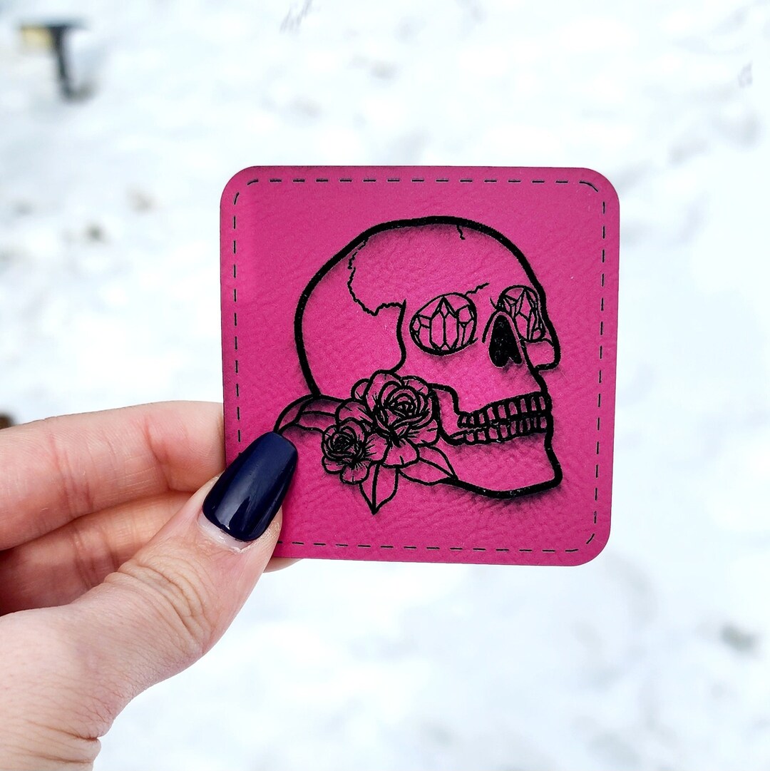 Iron on Leatherette Skull Patch, Rose Skull Patch, Floral Skull, Skull Gifts, Skull Accessories ...