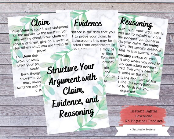 Claim Evidence Reasoning Classroom Posters Essay Writing | Etsy