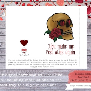 Printable Emo Valentines Day Card, Skull Valentine Card, Skull Card ...