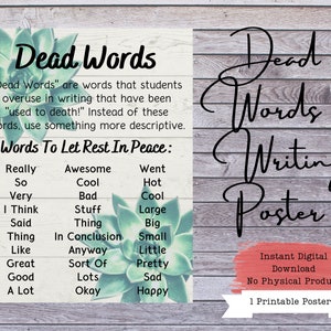 Dead Words in Writing Poster, Essay Writing, Essay Editing, Writing ...