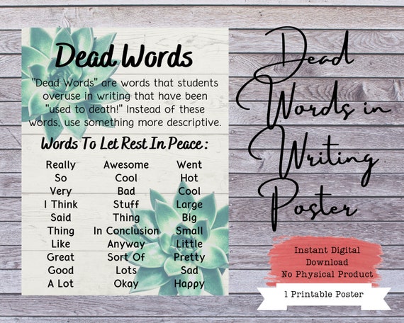 Dead Words in Writing Poster Essay Writing Essay Editing - Etsy