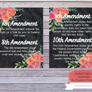 Bill of Rights Printable Poster Set, US Constitution Wall Art, US ...