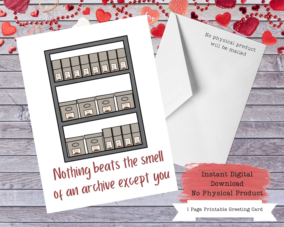 Archivist Valentine, Book Valentine Card, Valentines for Readers ...