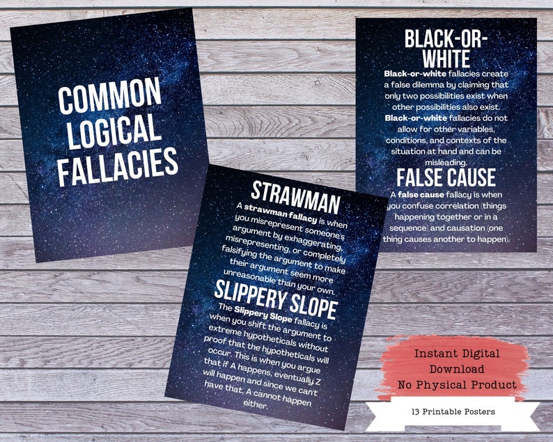 Logical Fallacies Printable Poster Set Fallacies Posters - Etsy