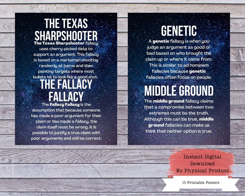 Logical Fallacies Printable Poster Set Fallacies Posters - Etsy