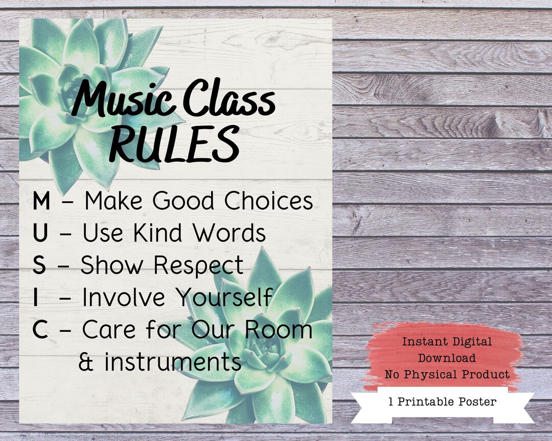 Music Class RULES, Music Room Art, Music Room Poster, Music Teacher ...